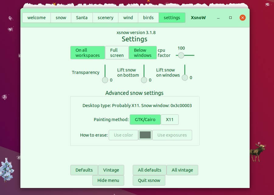 Xsnow - Enable Animated Snow Falling Desktop in Linux - FOSTips
