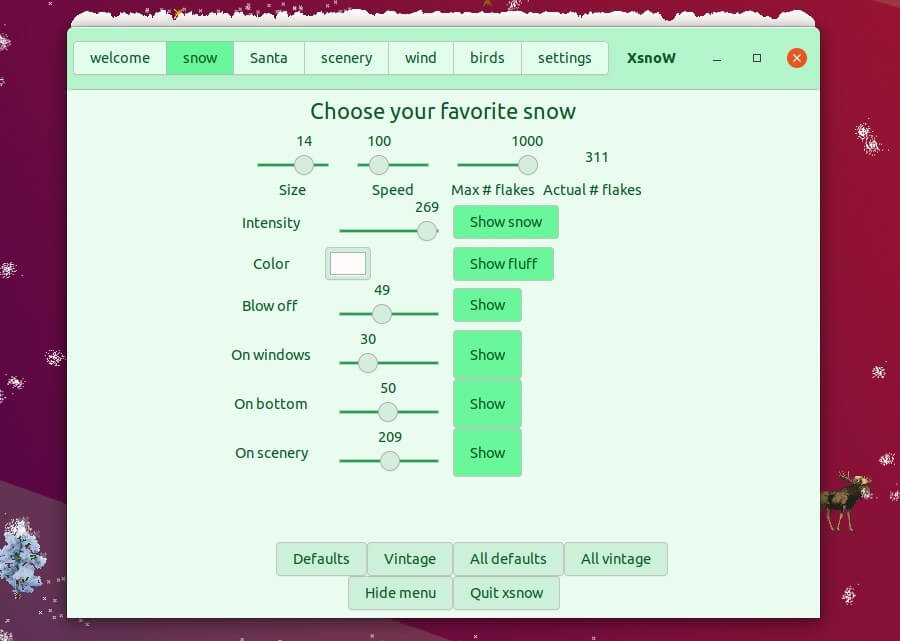 Xsnow - Enable Animated Snow Falling Desktop in Linux - FOSTips